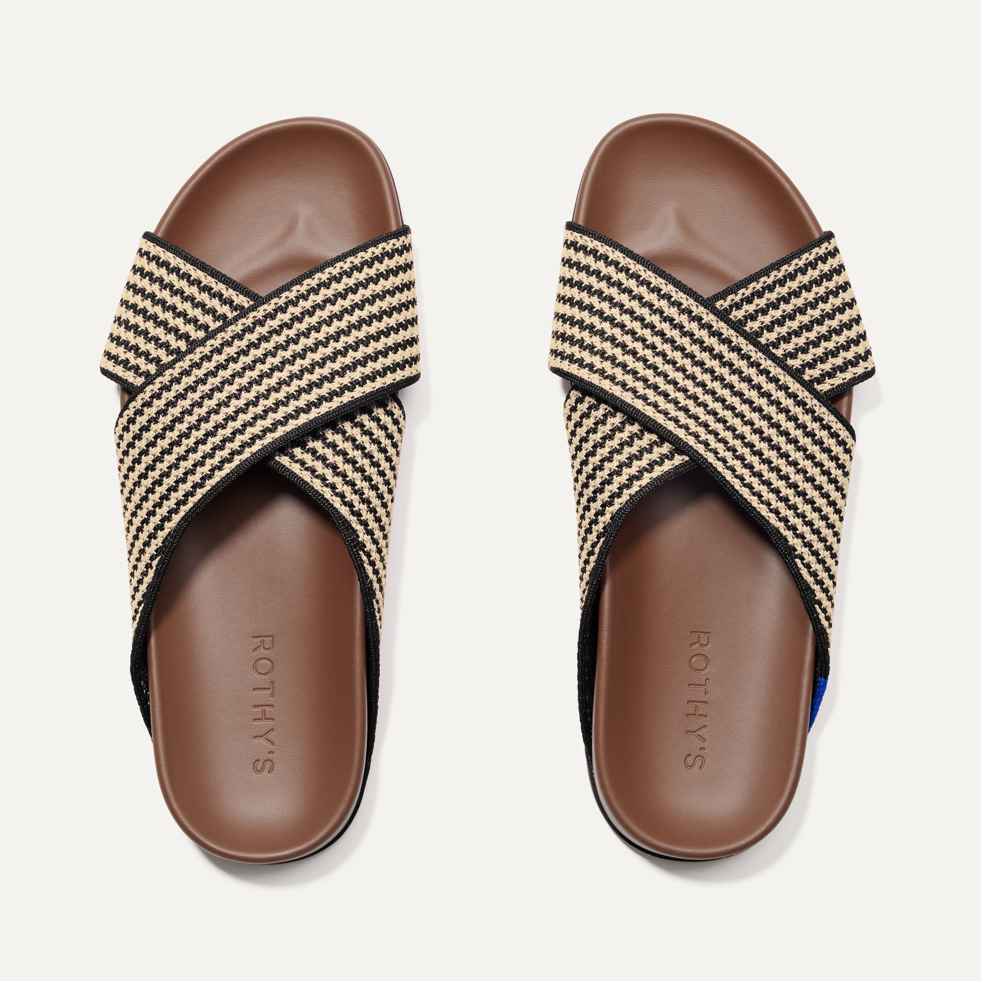 The Weekend Slide in Toffee Stripe | Women's Shoes | Rothy's