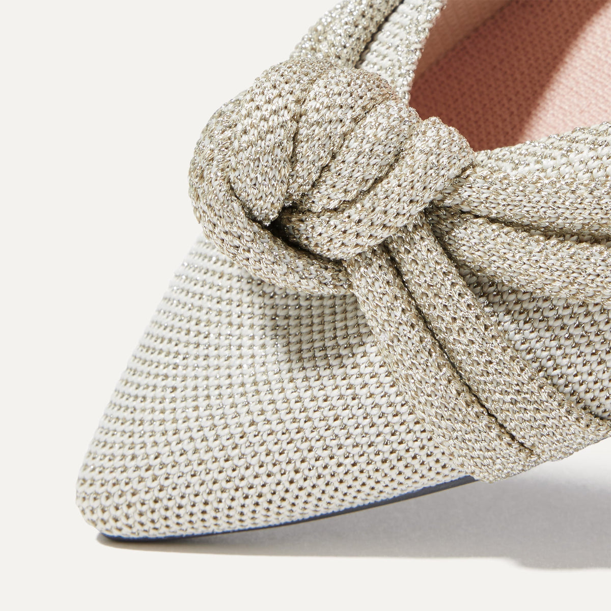 Knot Pointed Toe Flat in Diamond Metallic | Rothy's