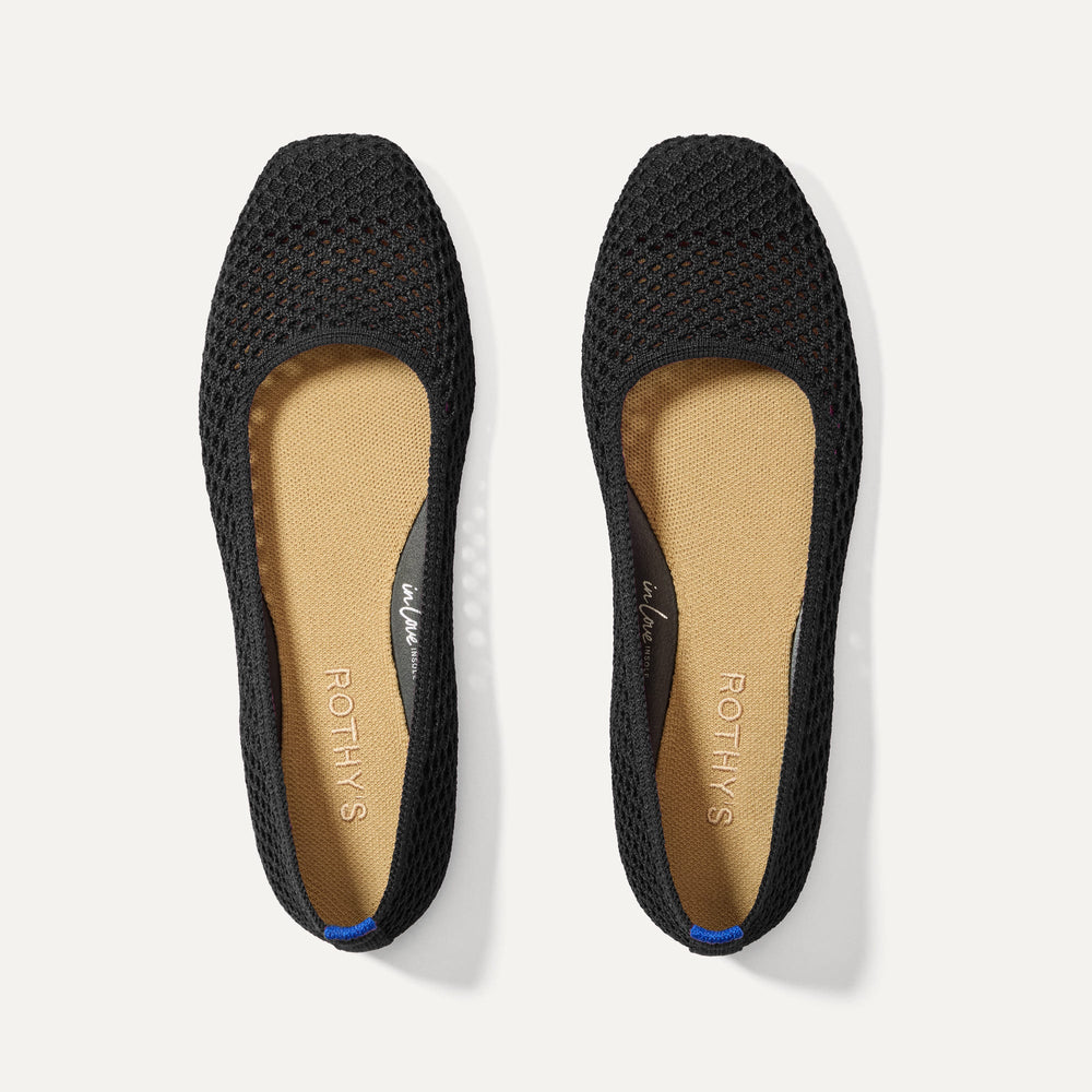 The Max Square in Black Mesh | Women's Flats | Rothy's