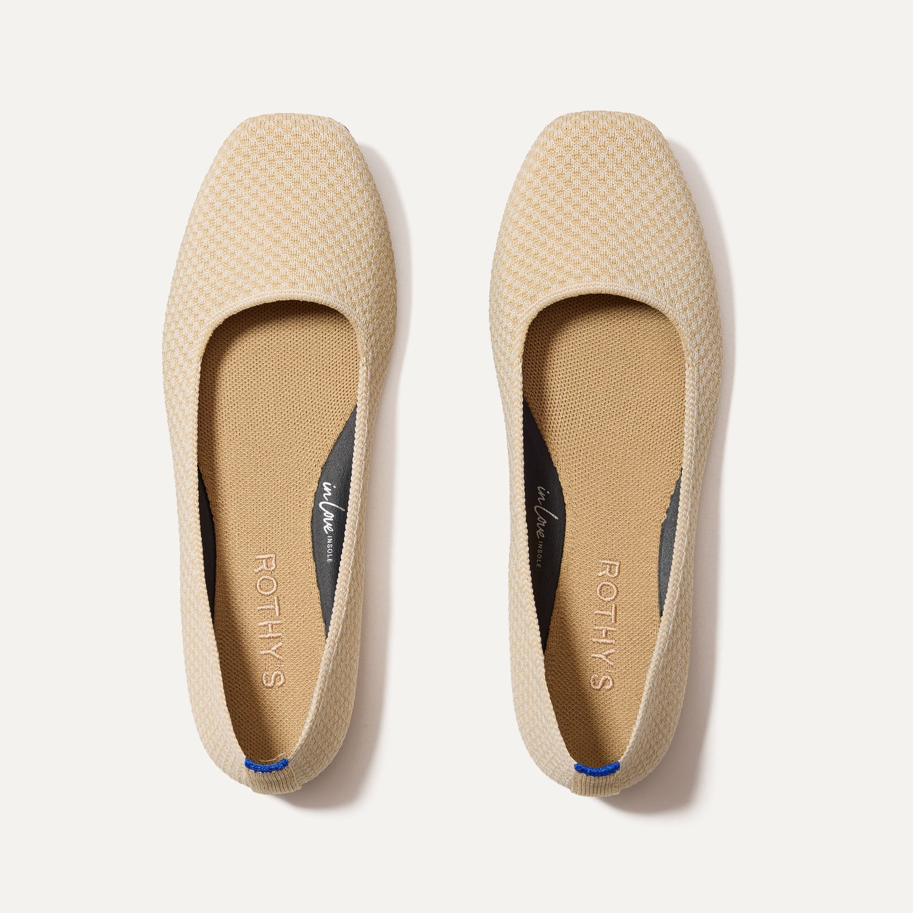 The Max Square in Sandstone Micro Check | Women's Flats | Rothy's