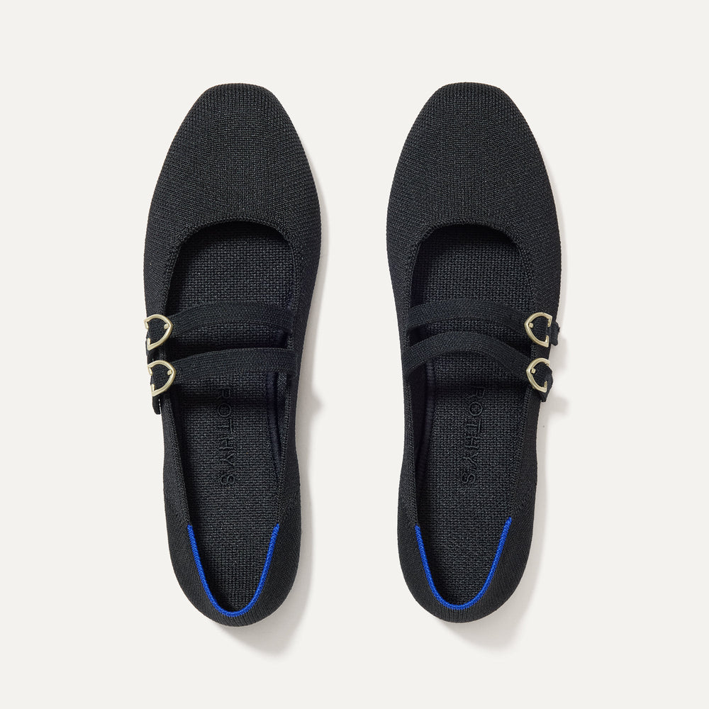 The Double Buckle Mary Jane in Black | Rothy's