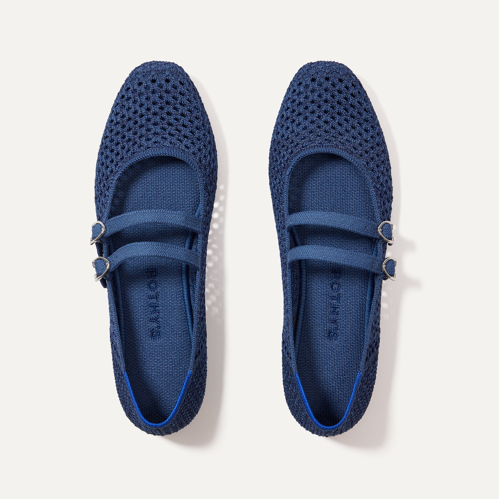 The Double Buckle Mary Jane in Blue Mesh | Rothy's