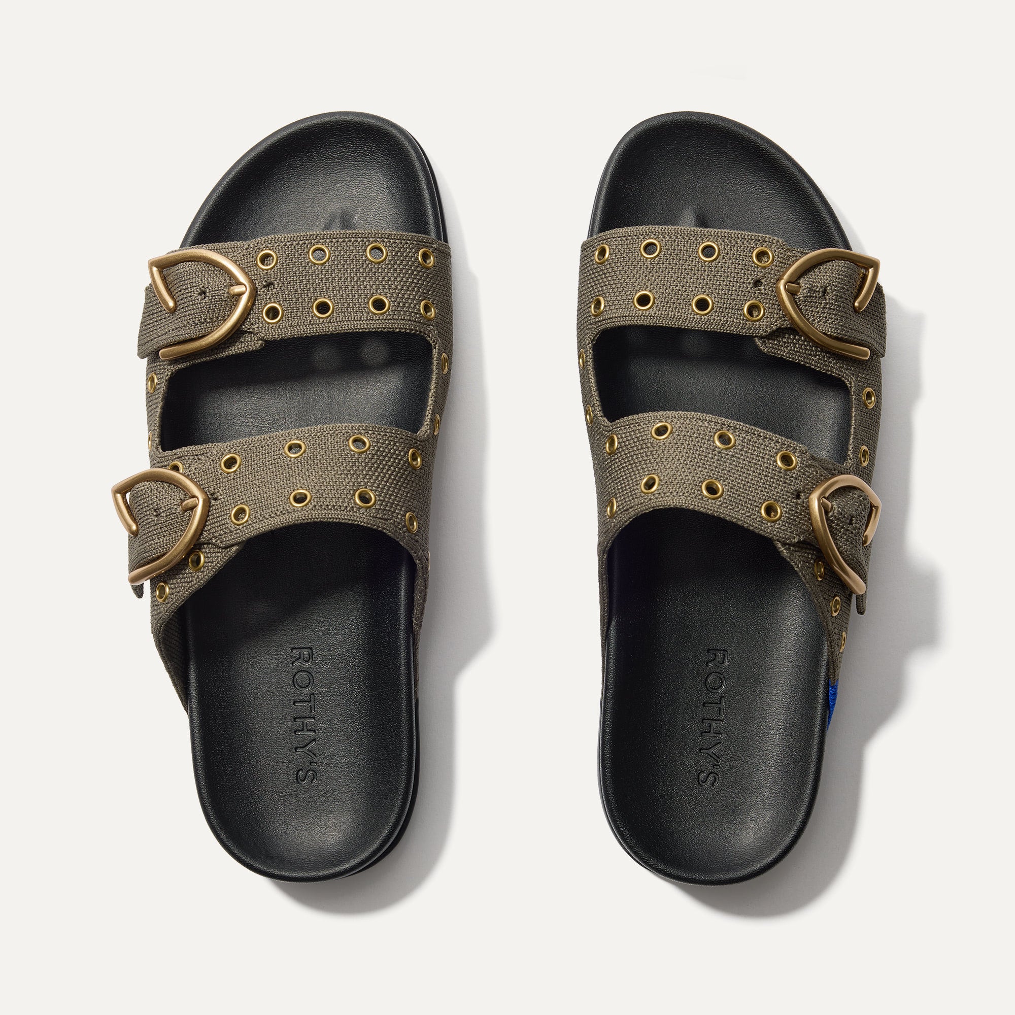 The Buckle Slide in Eyelet Safari | Women's Sandals | Rothy's