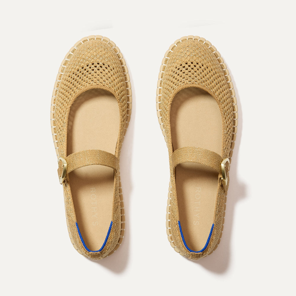 The Espadrille Mary Jane in Metallic Golden Sun | Rothy's