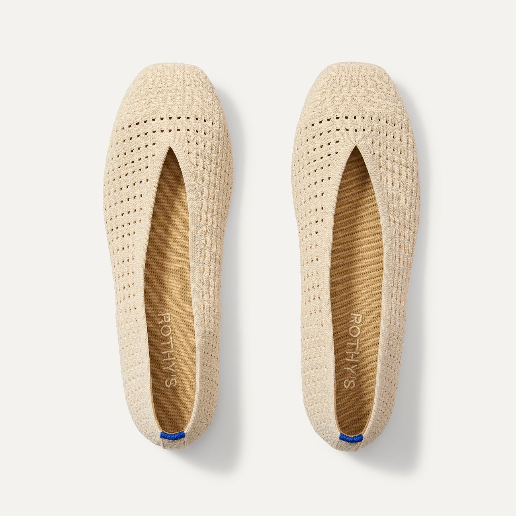 Max Square Ballerina Flat in Off White Mesh | Rothy's