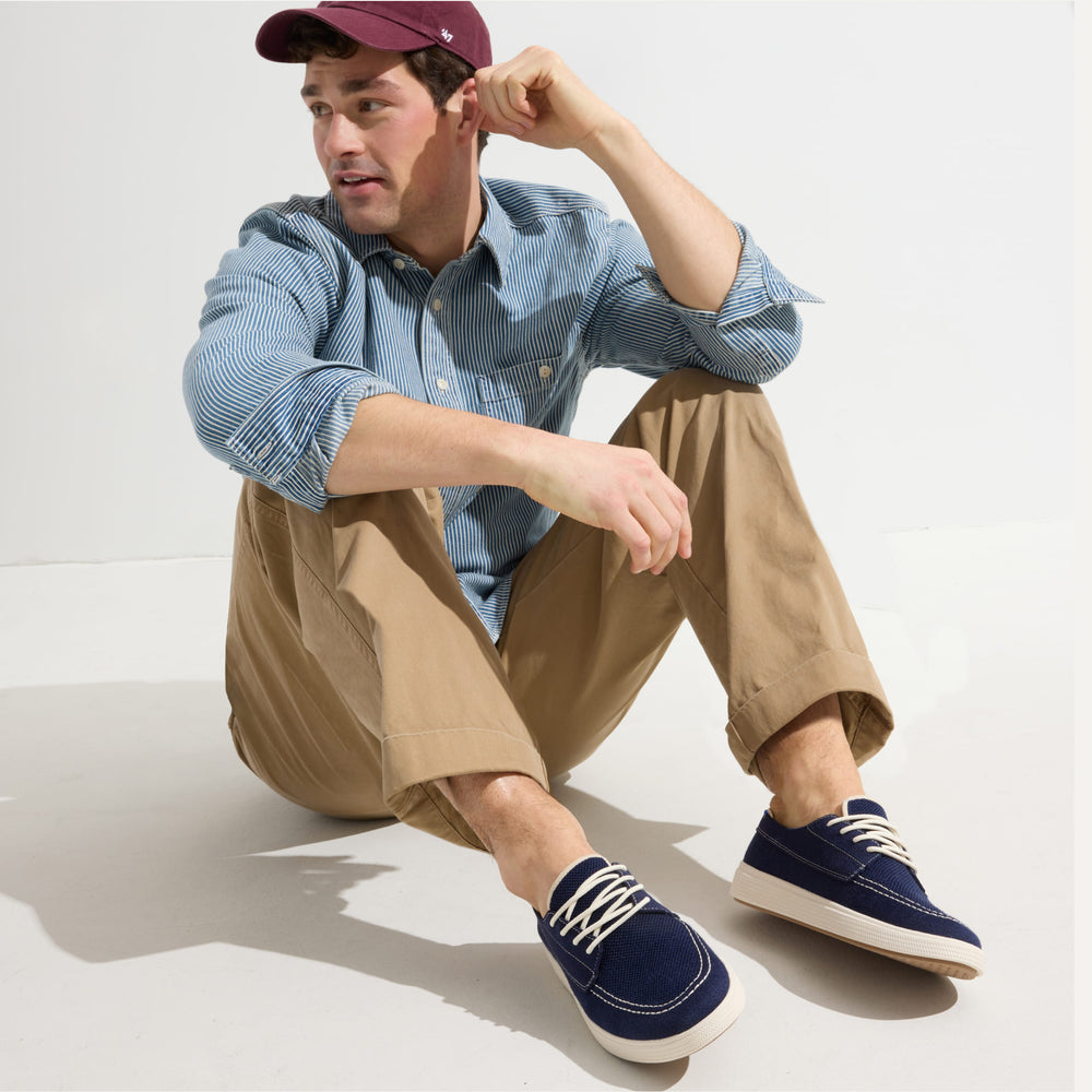 The Ravello Boat Shoe in Nautical Navy | Men's Loafers | Rothy's